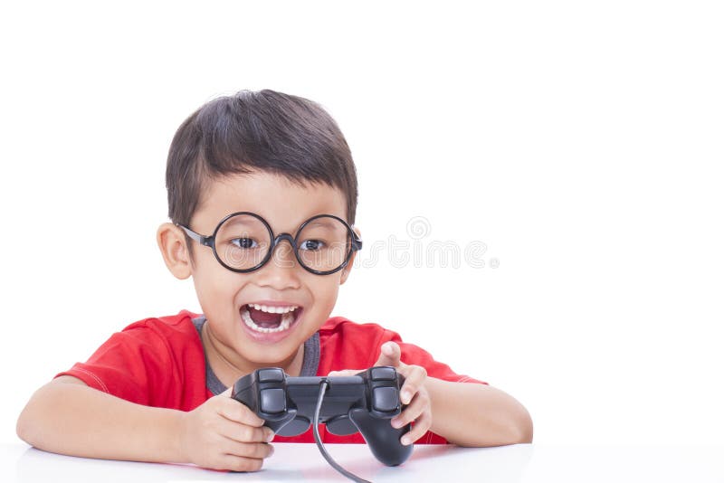 Boy playing video game stock image. Image of joystick - 45643507