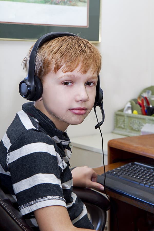 Boy Playing Video Games on Computer Stock Image - Image of technology ...