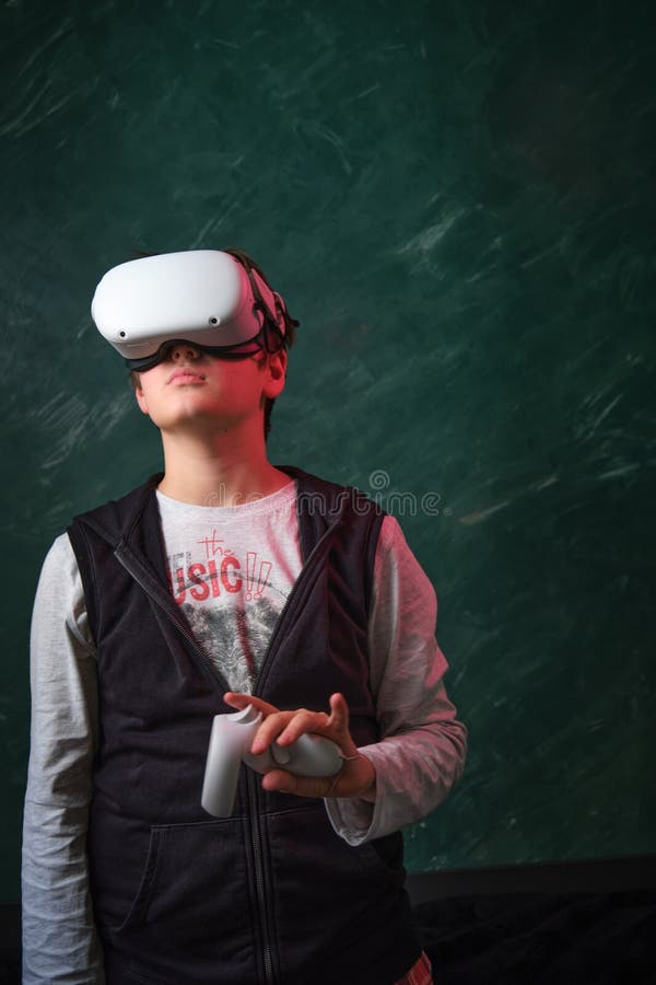 A Boy Playing with VR Glasses Stock Image - Image of electronic ...
