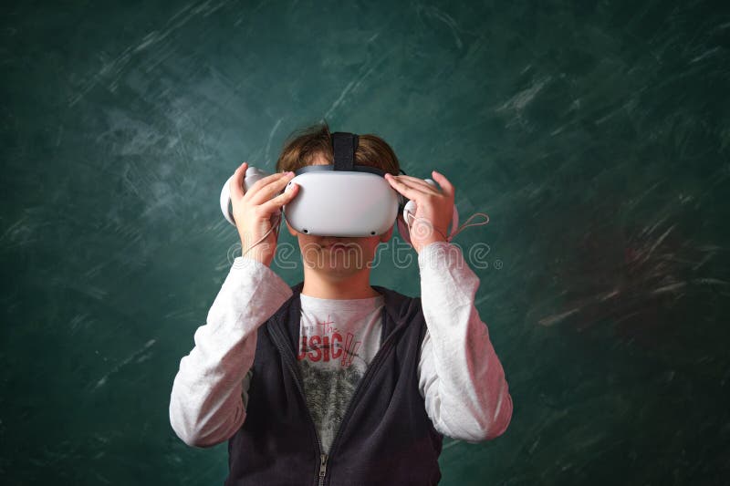A Boy Playing with VR Headset Stock Image - Image of electronic, gamer ...