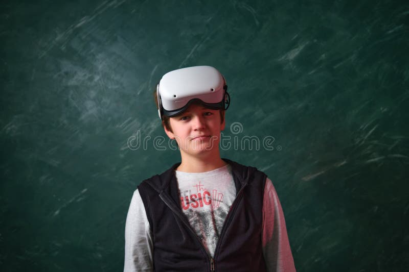 A Boy Playing with VR Glasses Stock Photo - Image of playing ...