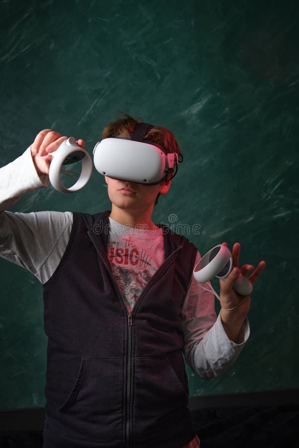 A Boy Playing with VR Glasses Stock Image - Image of education ...