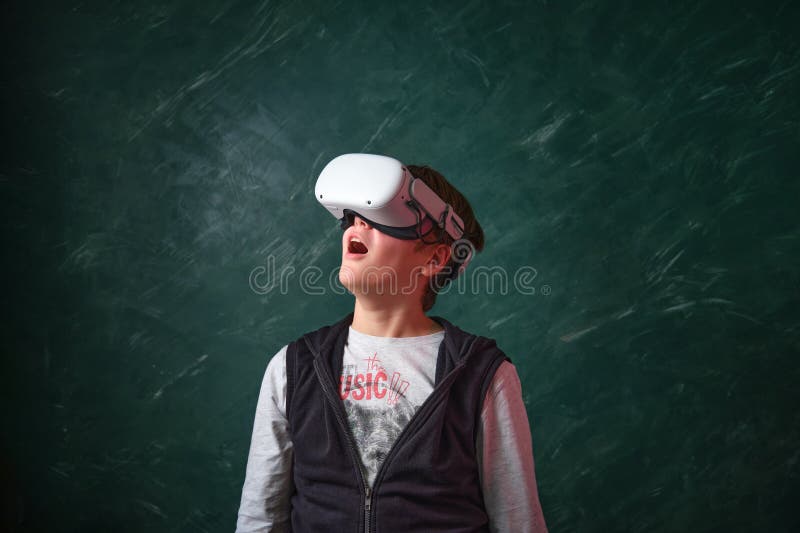 A Boy Playing with VR Headset Stock Image - Image of entertainment ...