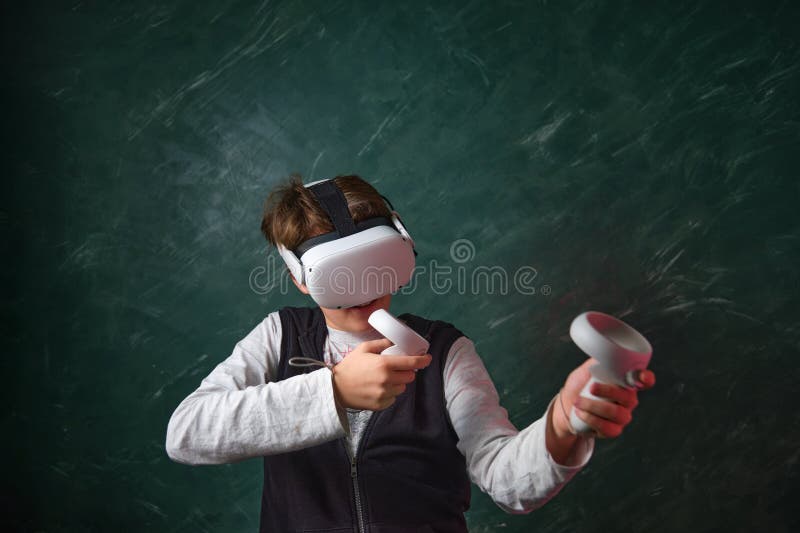 A Boy Playing with VR Headset Stock Image - Image of glasses ...