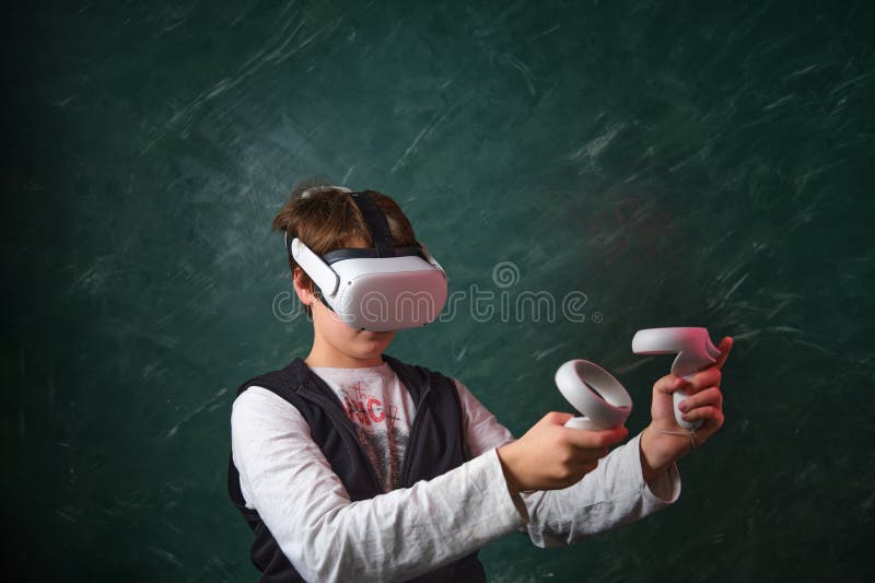 A Boy Playing with VR Headset Stock Photo - Image of education ...