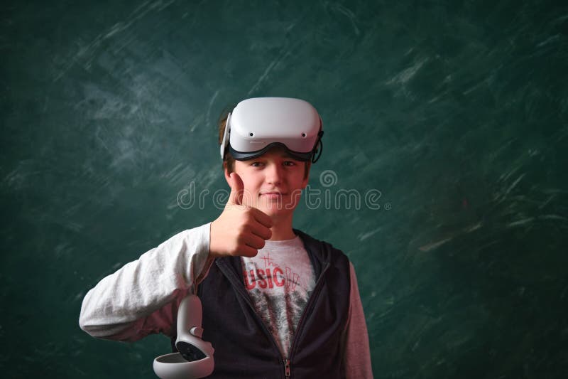 A Boy Playing with VR Headset Stock Photo - Image of augmented, amazed ...