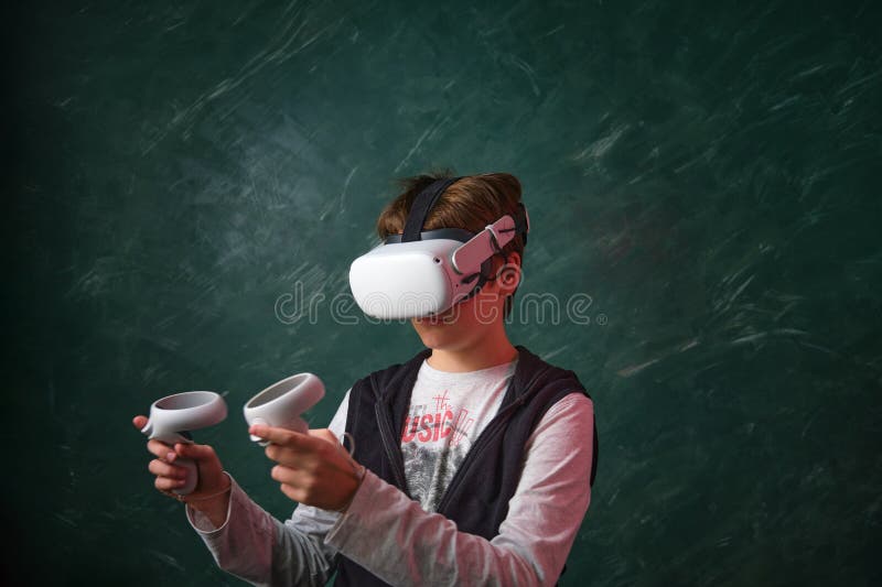 A Boy Playing with VR Headset Stock Image - Image of cyberspace ...