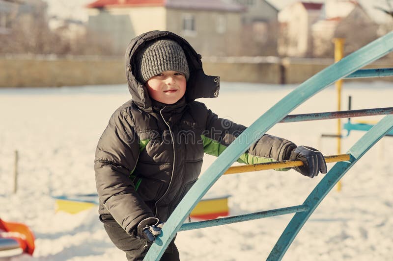 Boy on a Cold Day on the Playground Stock Image - Image of people ...