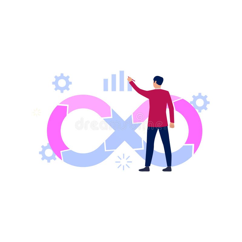 The Boy is Pointing at the Bar Graph Stock Illustration - Illustration ...