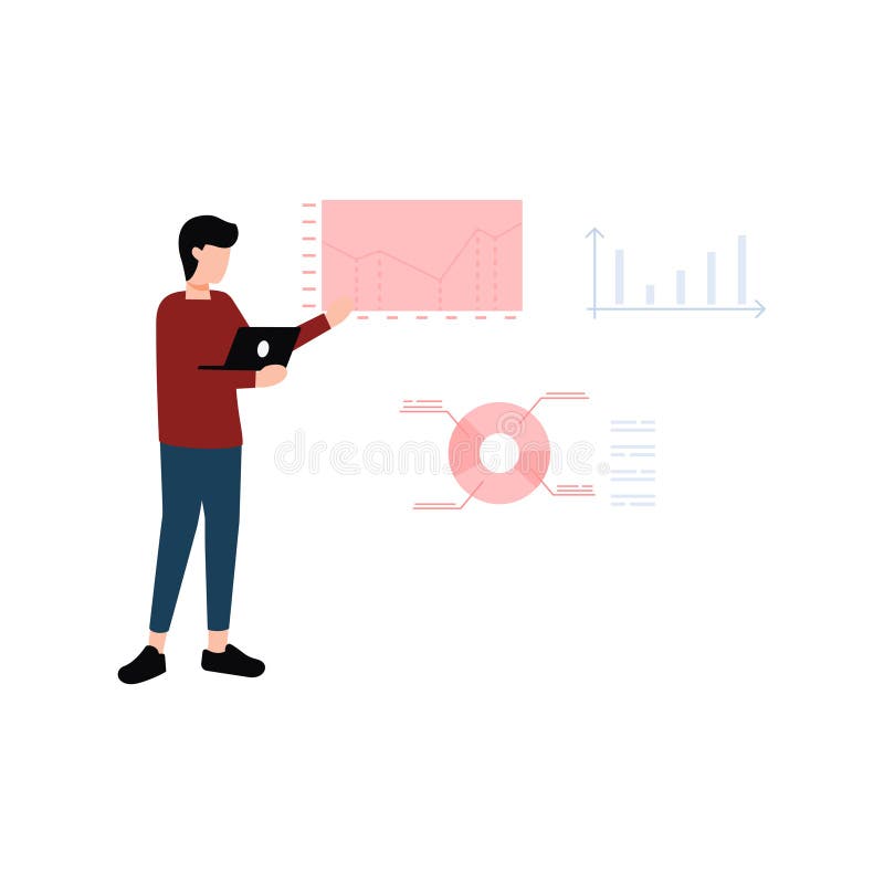 Boy Pointing at Business Graph Stock Illustration - Illustration of ...