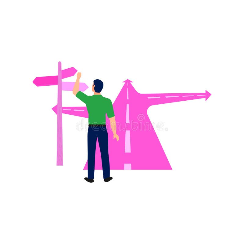 The Boy is Pointing at the Direction Board Stock Illustration ...