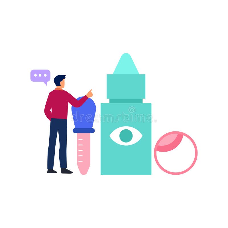 The Boy is Pointing at the Eye Drop Stock Illustration - Illustration ...