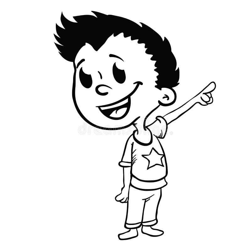 Boy pointing finger black stock vector. Illustration of isolated ...