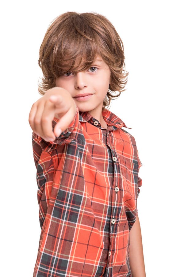 Boy pointing front stock photo. Image of smile, casual - 43437658