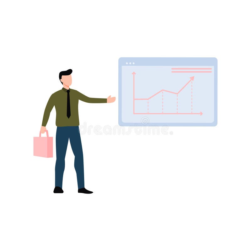 A Boy is Pointing at the Progress of the Graph Stock Illustration ...