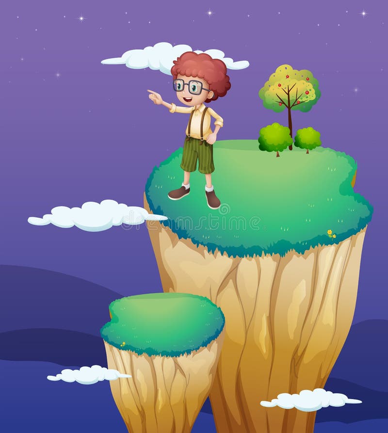 A boy pointing at the sky stock vector. Illustration of high - 32676976