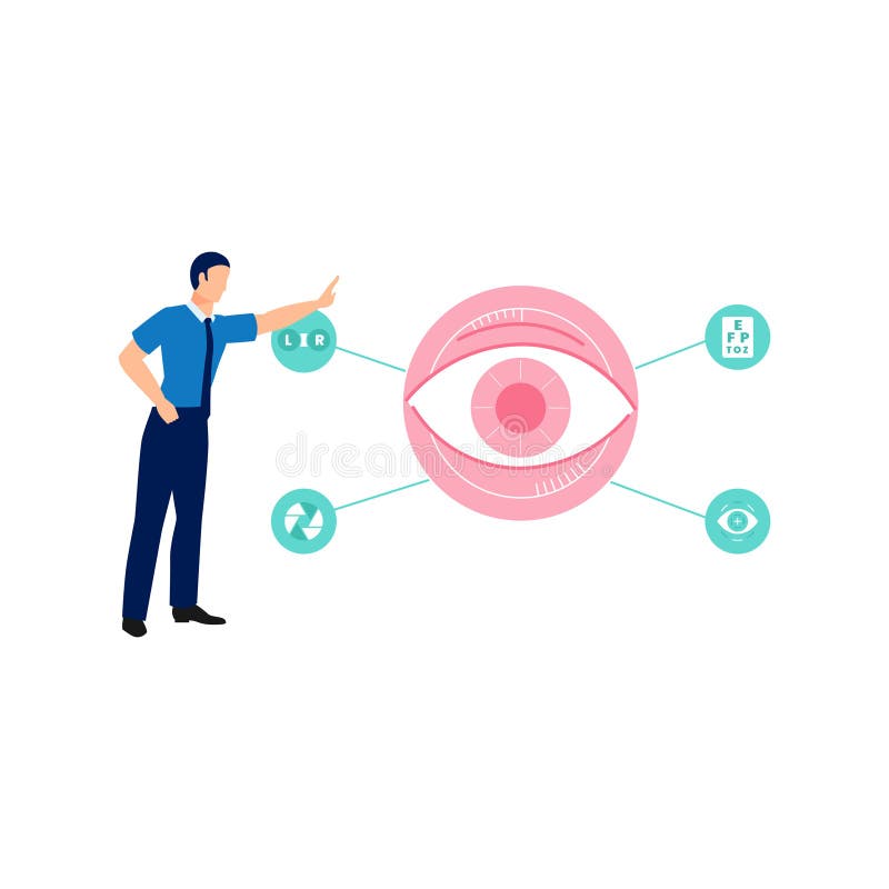The Boy is Pointing To Anatomy of Eyes Stock Illustration ...