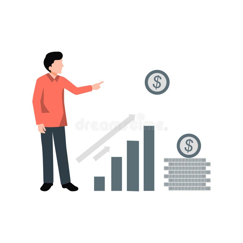 The Boy is Pointing To the Bar Graph Growth Stock Illustration ...