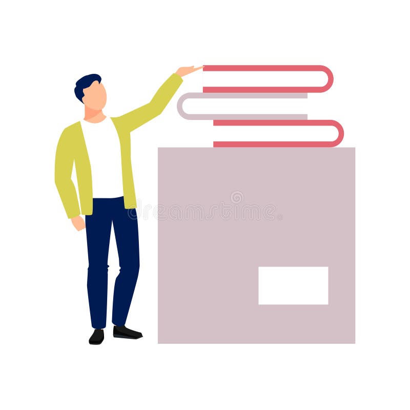 The Boy is Pointing To the Books Stock Illustration - Illustration of ...