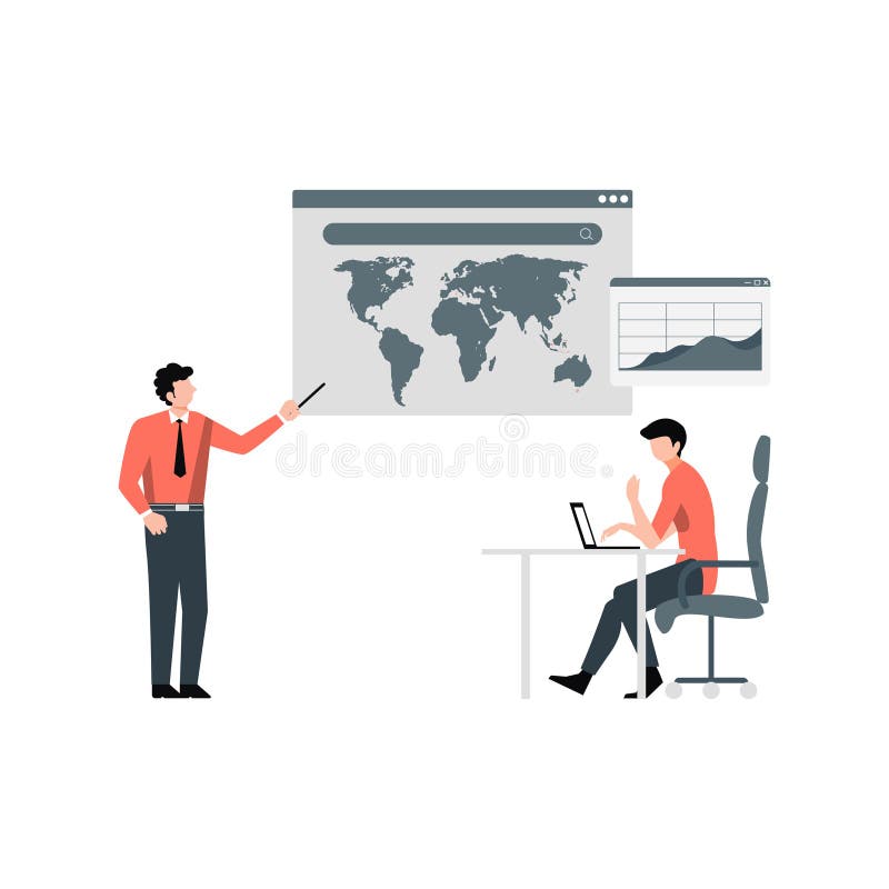 Boy is Pointing To Web Page Stock Illustration - Illustration of ...