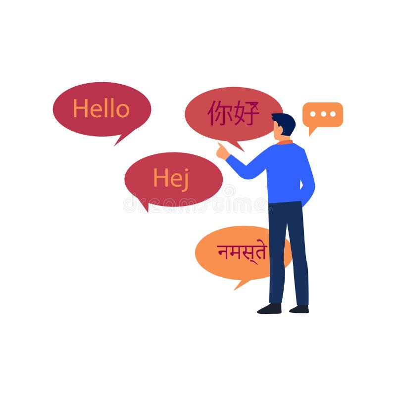 A Boy Pointing To Words in a Foreign Language Stock Illustration ...