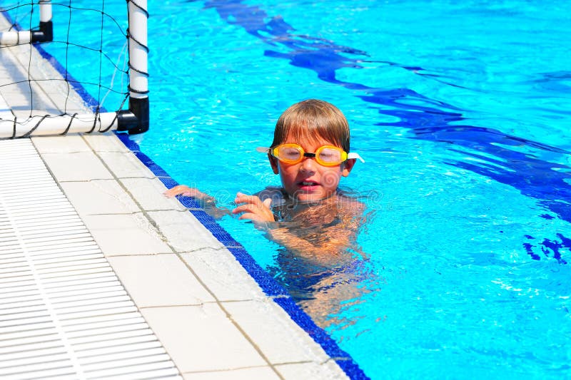 Boy in Pool stock photo. Image of outdoors, happy, enjoyment - 12075046