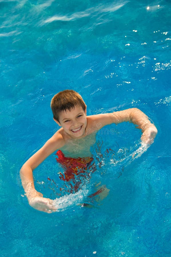 Boy in the pool stock image. Image of sport, leisure, childhood - 8526141