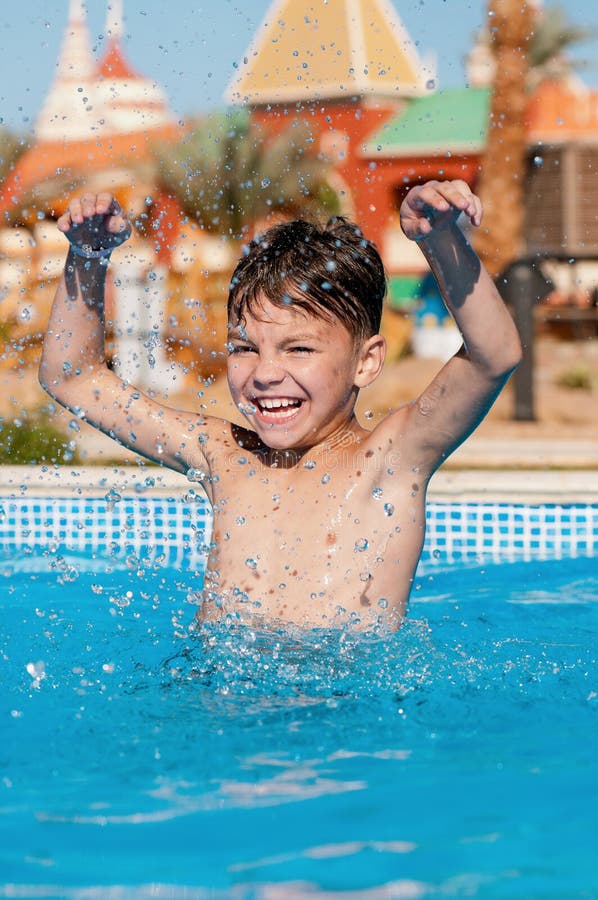 Boy in pool stock photo. Image of happily, caucasian - 39270406