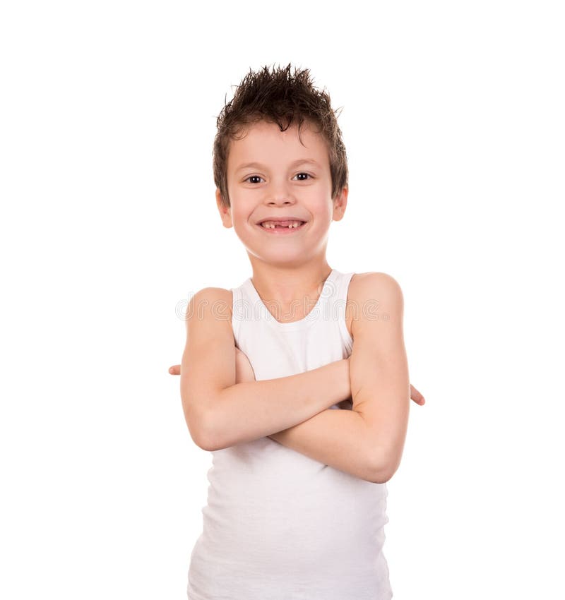 Boy Portrait in White Shirt Stock Image - Image of gesture, look: 39440075