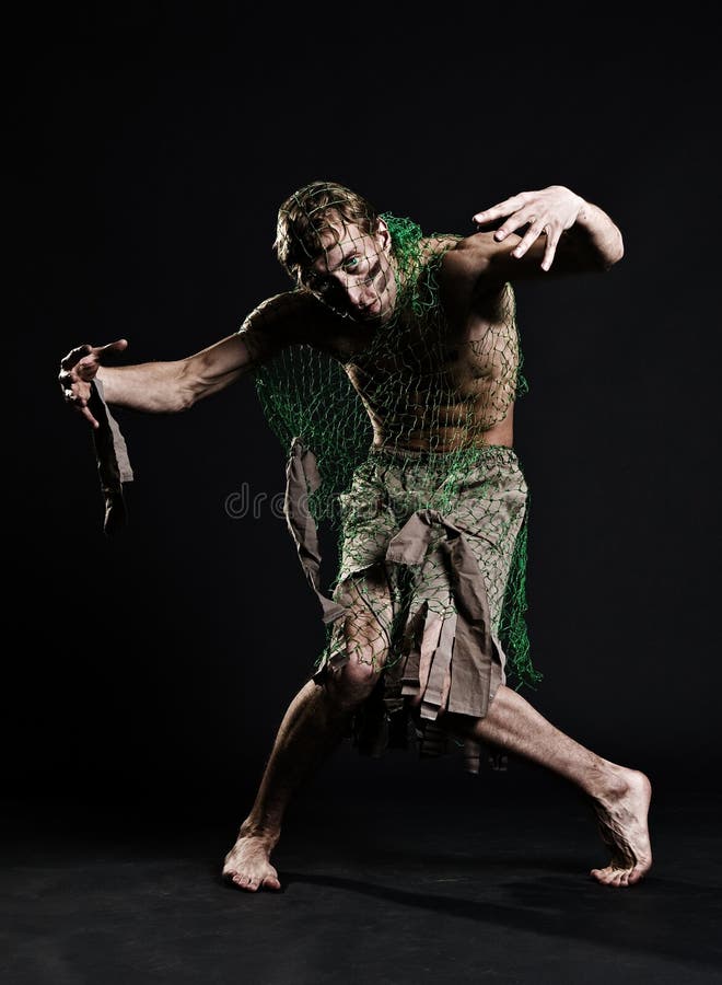 Boy posing like freak stock photo. Image of netting, monster - 7466604