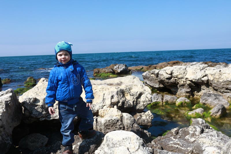 Boy Posing on Shore of Black Sea Stock Image - Image of lifestyle, male ...