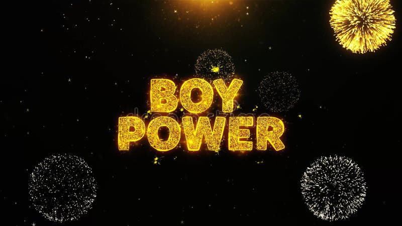 Boy Power Text Reveal on Glitter Golden Particles Firework. Stock Video ...