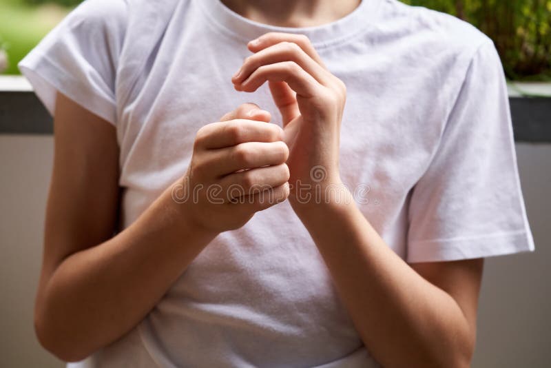 Boy Practicing EFT or Emotional Freedom Technique - Tapping on the ...