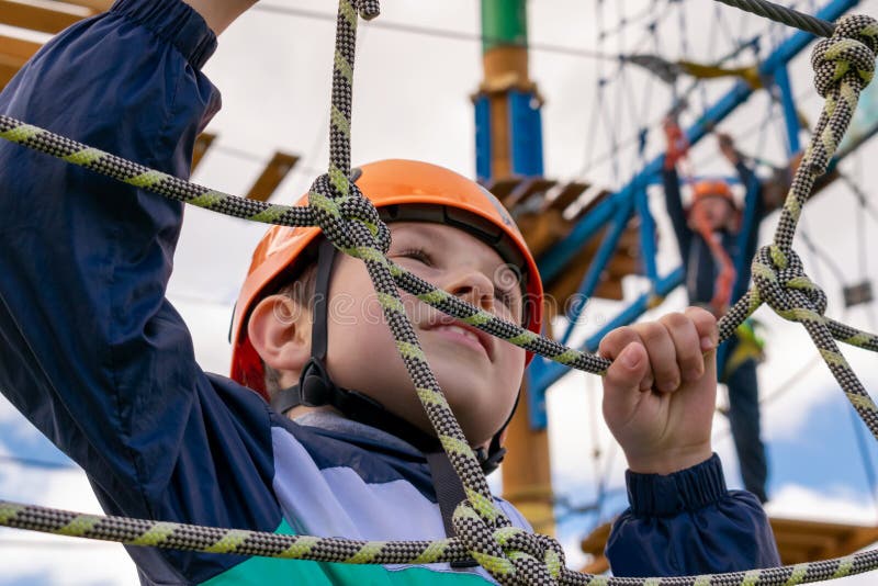 Boy in the rope park stock photo. Image of brave, activity - 148298566
