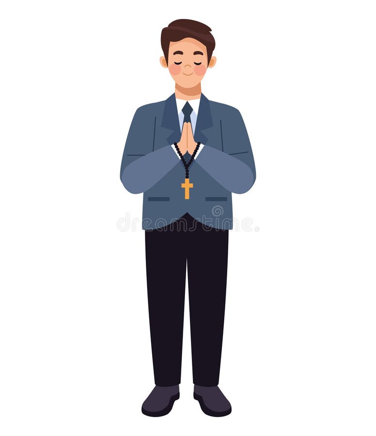 Boy Praying in First Communion Stock Illustration - Illustration of ...