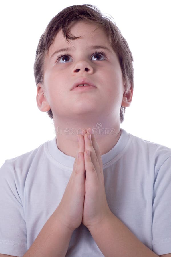 Boy prays stock image. Image of child, think, hands, breast - 4384149