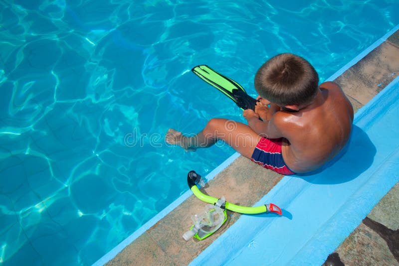 Boy Preparing To Dive into Pool 2 Stock Photo - Image of recreation ...