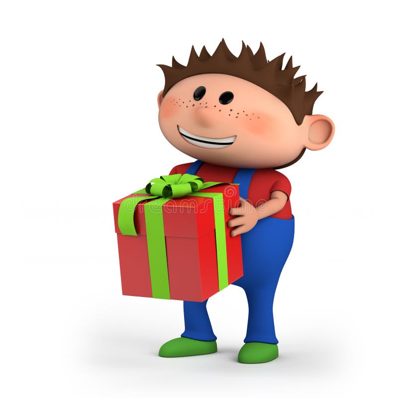 Boy with present stock illustration. Illustration of cartoon - 22101997