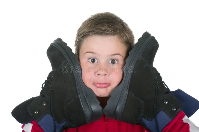 Boy Presses Boots To the Person Stock Photo - Image of human, compress ...