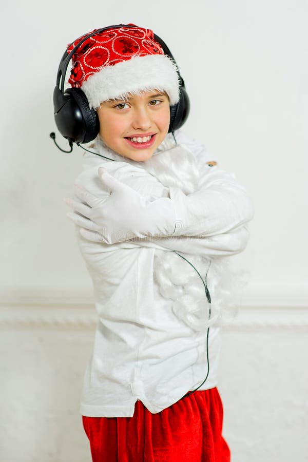 Boy Pretending he is a Bad Santa Stock Image - Image of christmas, gift ...