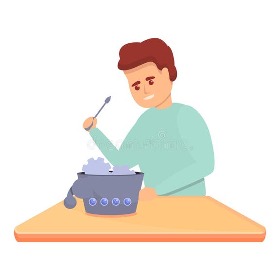 Boy Programming Robot Icon, Cartoon Style Stock Vector - Illustration of people, construction ...