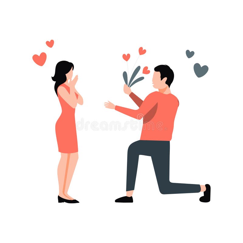 Boy is Proposing To His Girl Stock Illustration - Illustration of ...