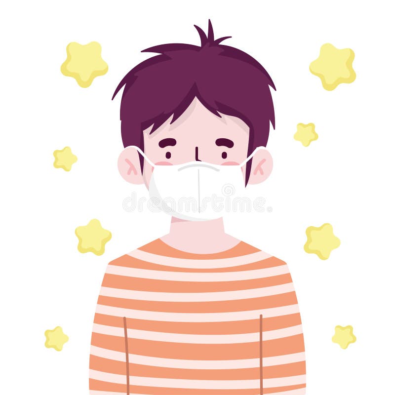 Boy with Protective Mask Portrait New Normal Stock Vector ...