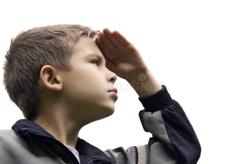 The Boy with a Proud Face Looks into the Distance Stock Image - Image ...