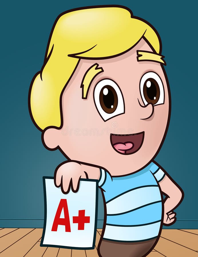 Boy Proudly Displays His Good Grade Stock Vector - Illustration of ...