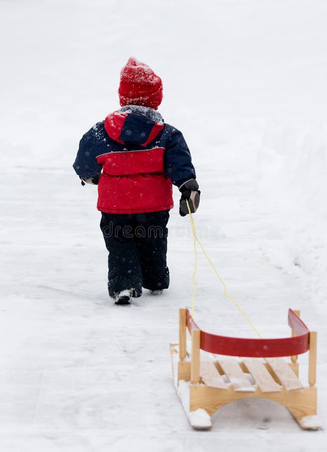Red Sled In Snow