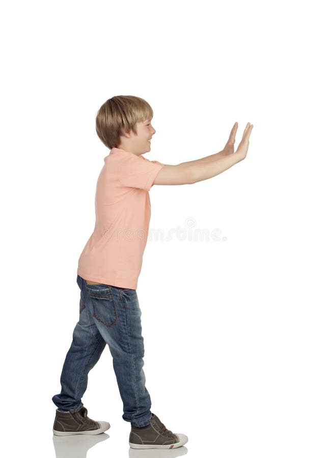 Boy Pushing Something Stock Photos - Image: 30543833