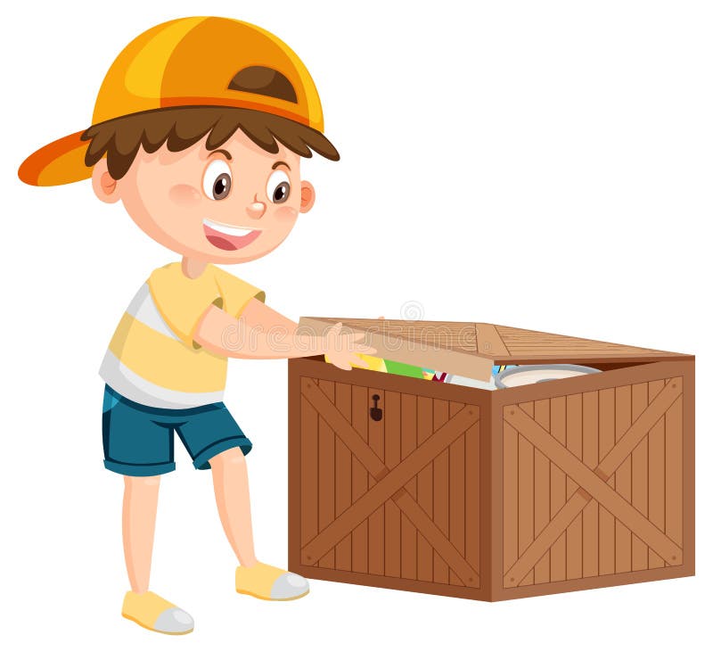 A Boy Putting His Toy into the Box Stock Vector - Illustration of ...