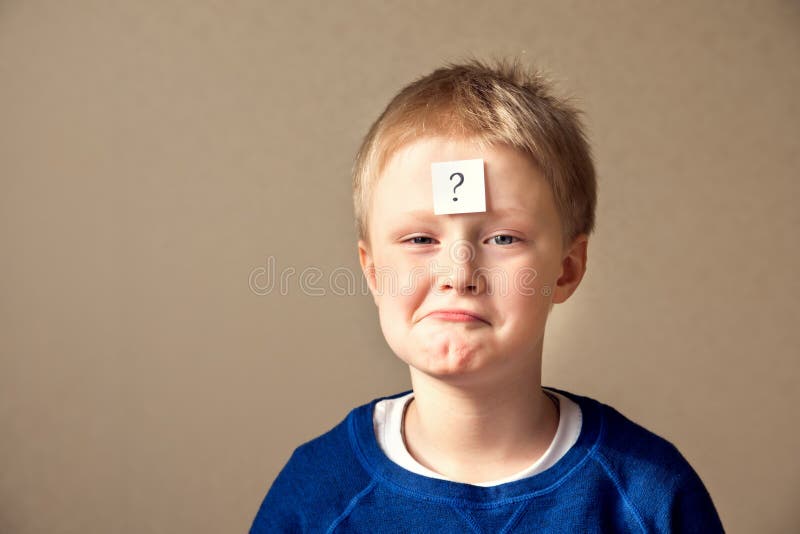 Boy with question mark stock image. Image of idea, question - 67832807