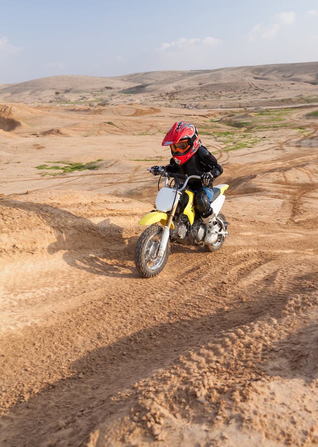Boy Racer on a Motorcycle in the Desert Stock Image - Image of ...